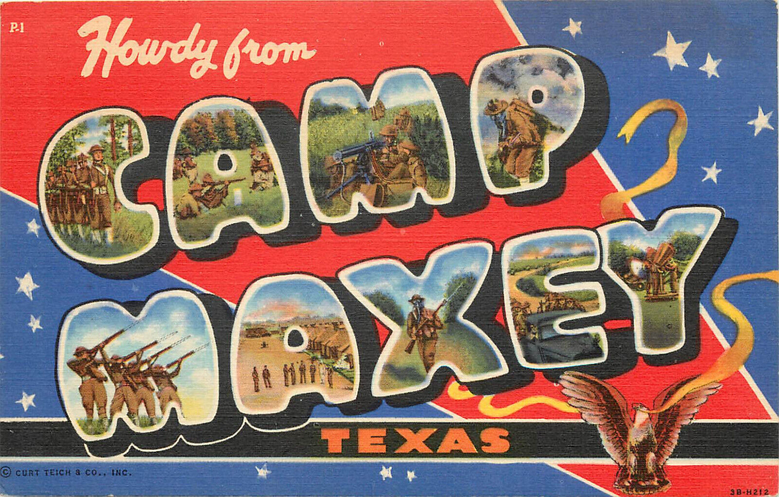 Curt Teich Large Letter WWII Howdy Infantry Training & POW Camp Maxey ...