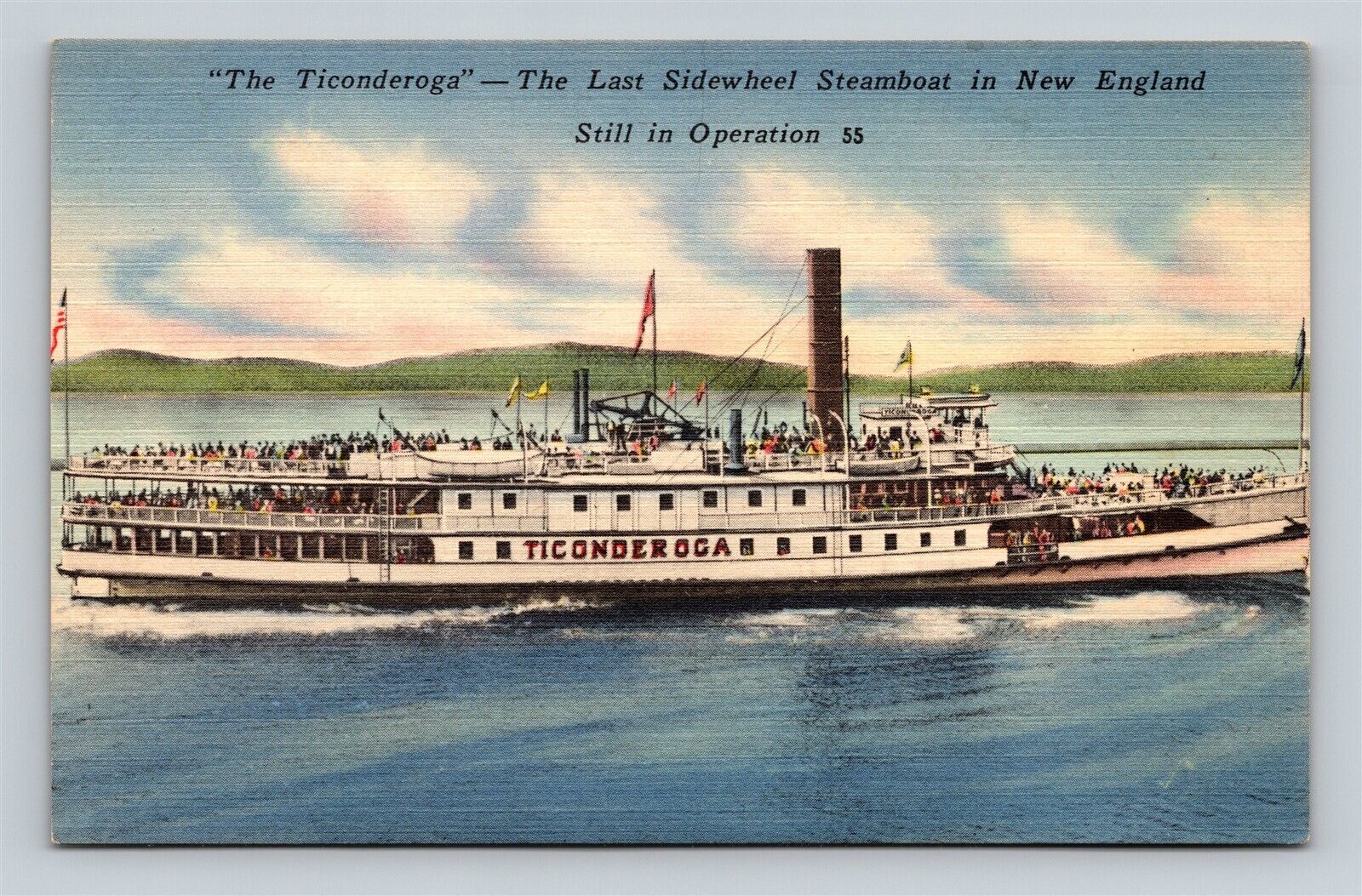 Steamboat Ticonderoga Side Paddle Wheel Passenger Steamer Advertising ...