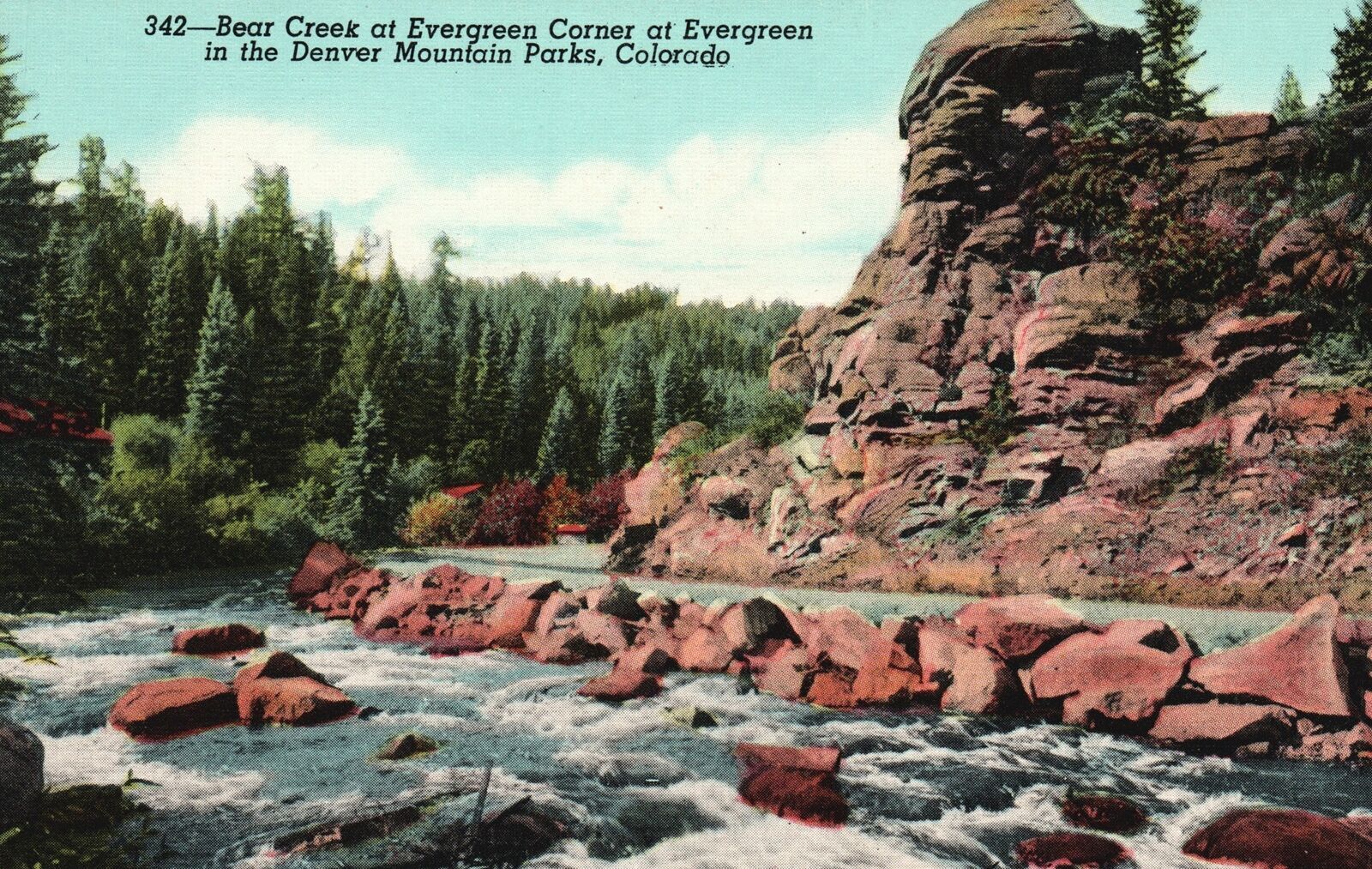 Vintage Postcard Bear Creek Evergreen Corner Denver Mountain Parks ...