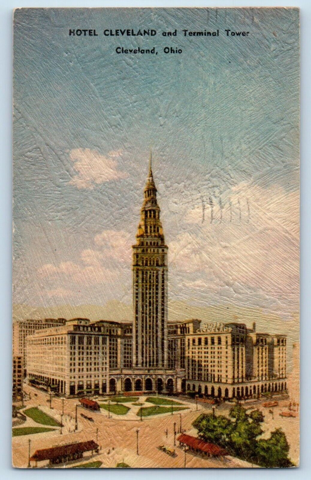 Cleveland Ohio Postcard Hotel Cleveland Terminal Tower Building Aerial ...