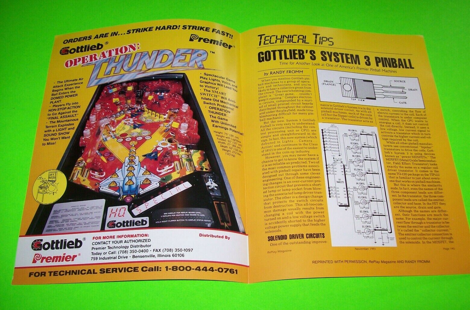 Operation Thunder Pinball FLYER Original NOS 1992 Space Age Promo Art ...