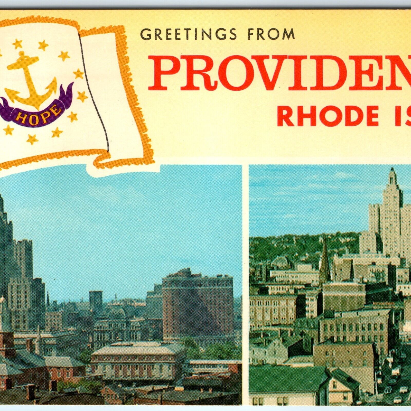 c1960s Providence, RI Greetings from Downtown Industrial Bank Map ...