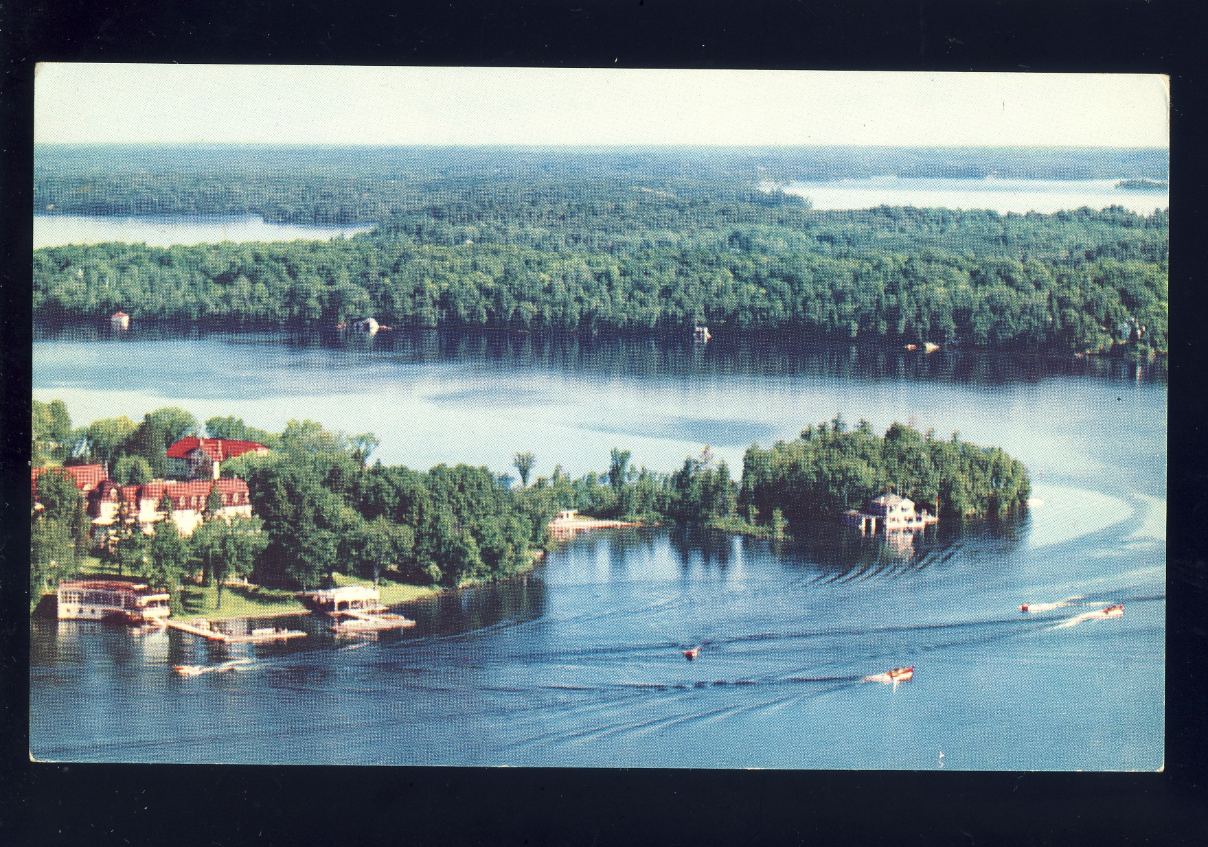 Muskoka Lakes, Ontario, Canada Postcard, Aerial View Of Resort On Lake ...
