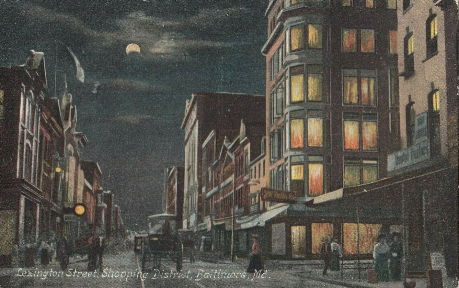 BALTIMORE, Maryland, 1900-10s; Lexington Street at Night | United ...