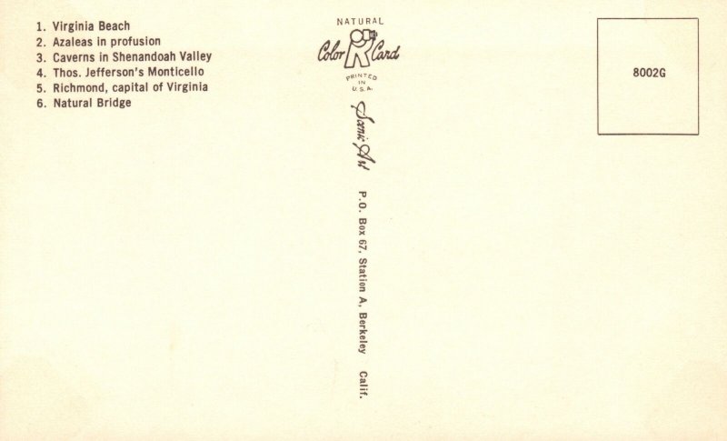 Vintage Postcard Greetings From Virginia Caves Buildings Maps Rock ...