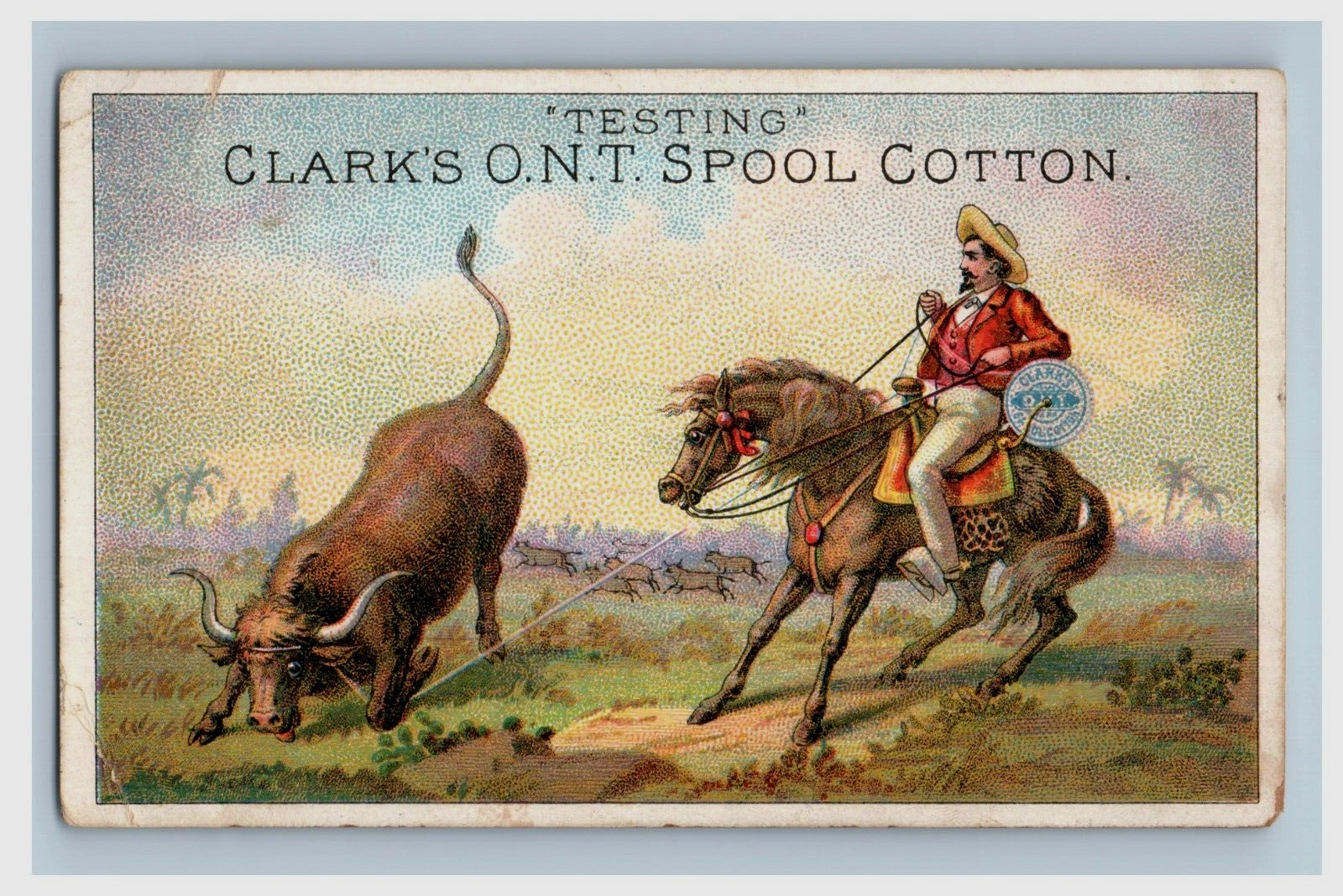 1880s Clark's ONT Spool Cotton Cowboy Lasso Bull F142 | Ephemera ...