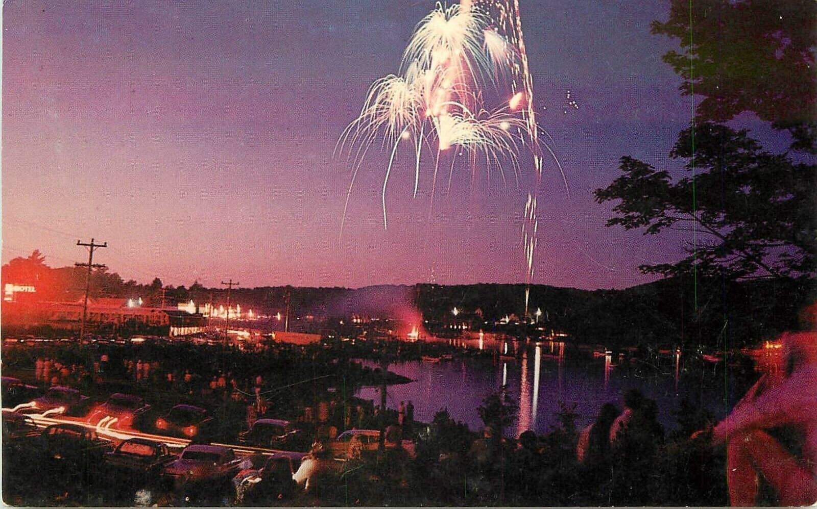 Postcard New York Old Forge 1950s 4th of July Fireworks Kiefer #0-22 23 ...
