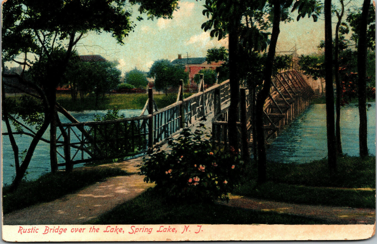 Vtg 1909 Rustic Bridge over the Lake Spring Lake New Jersey NJ Postcard ...