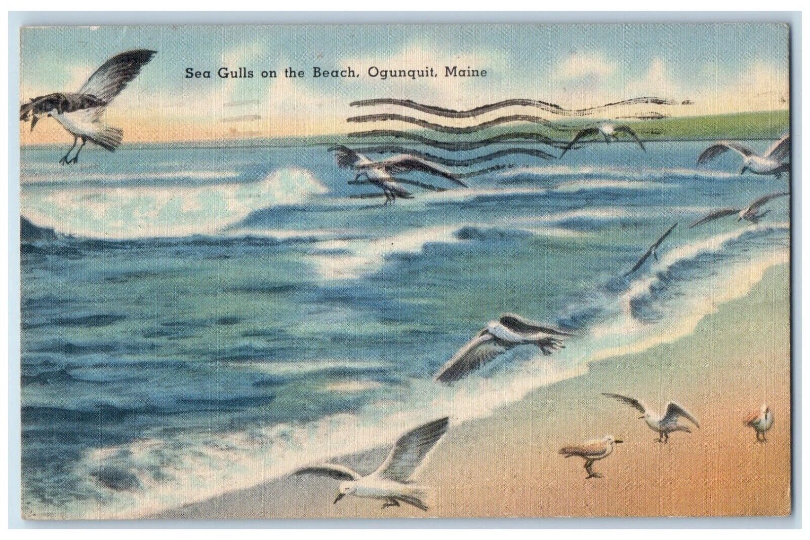 1946 Sea Gull On The Beach Surf View Ogunquit Maine ME Posted Vintage ...