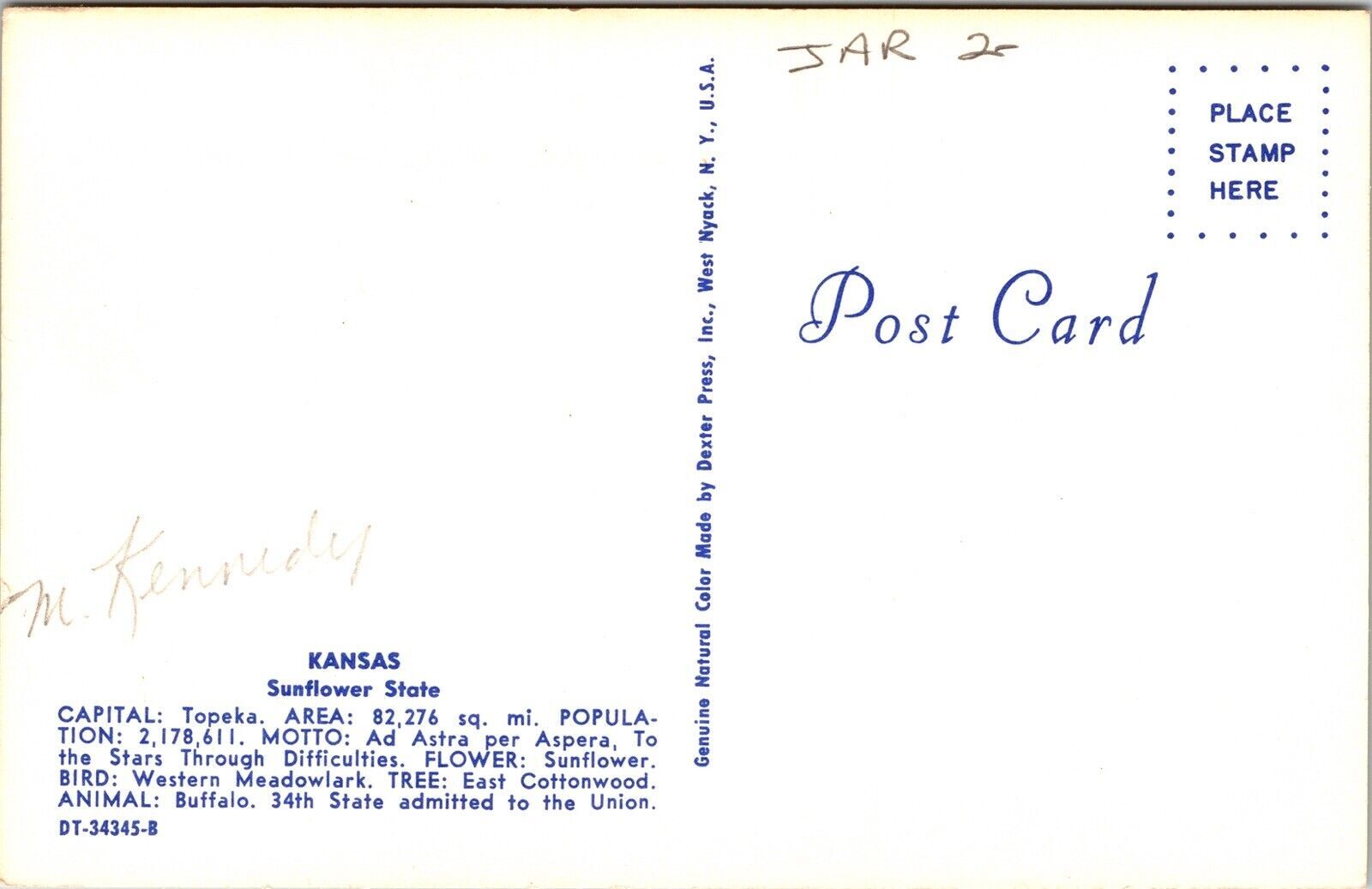 Greetings Banner Kansas State Map Cities Sunflower State DB Postcard ...