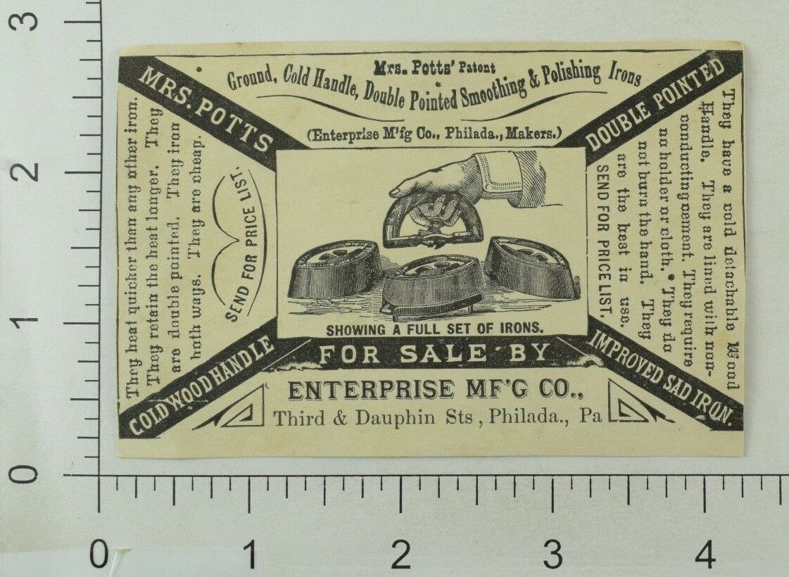 1870's Mrs. Potts Cold Handle Sad Iron Comic Family Victorian Trade ...