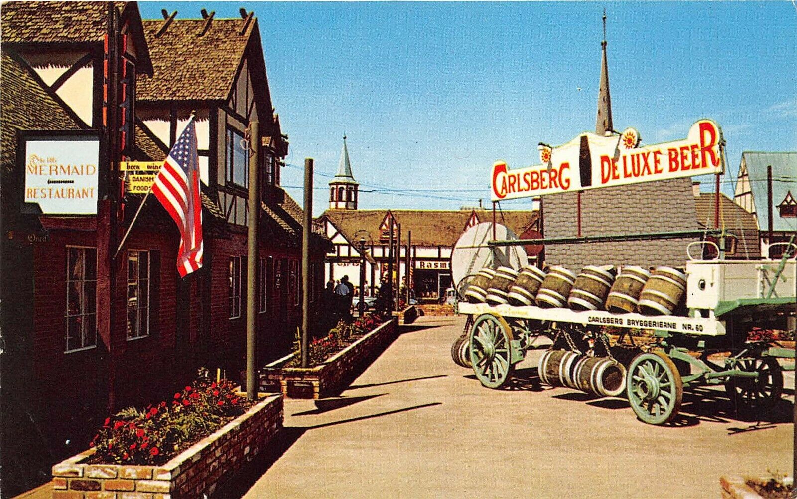 Solvang California 1960s Postcard Mermaid Restaurant Carlsberg DeLuxe ...