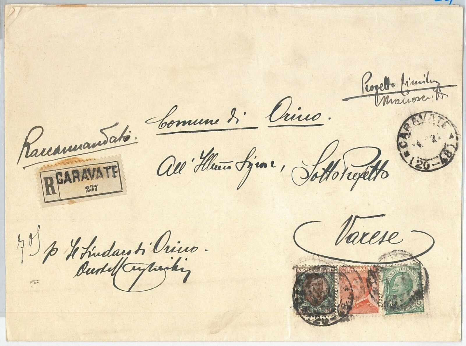 62910 - Italia Regno - Storia Postale: Busta Raccomandata Da Garavate ...