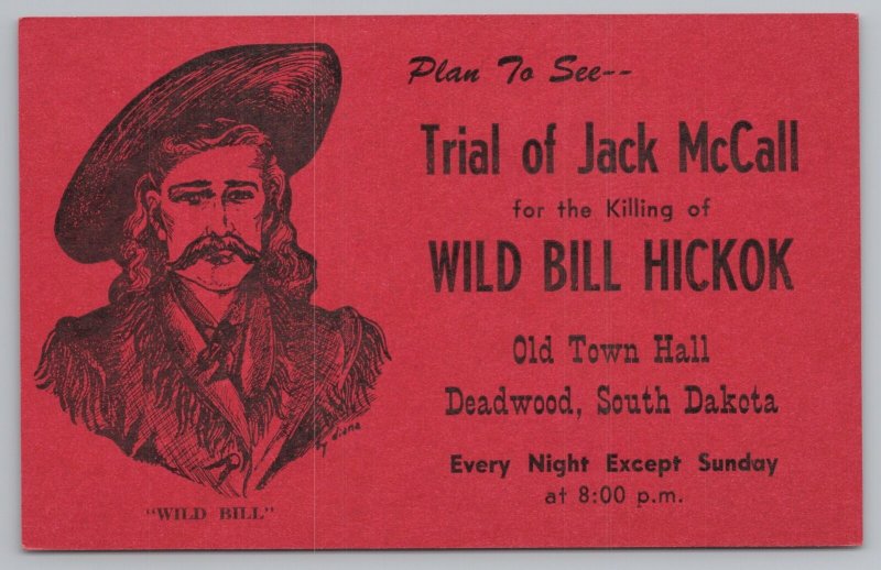 Deadwood SD~Trial of Jack McCall For Killing Wild Bill Hickok~Vintage ...