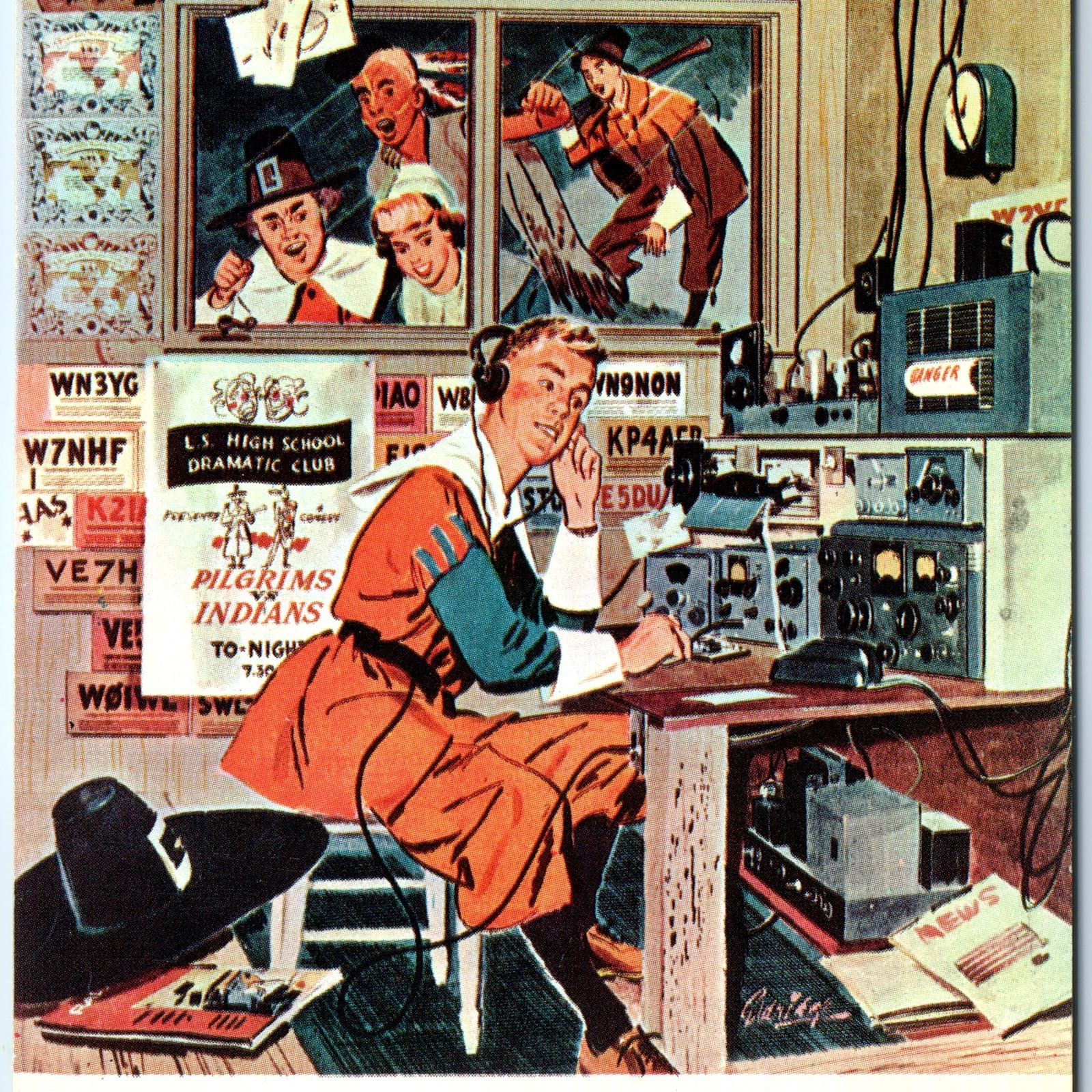 1960 Boys Life QSL Ham CB Radio Card Postcard Boy Cub Scout Hinton ...