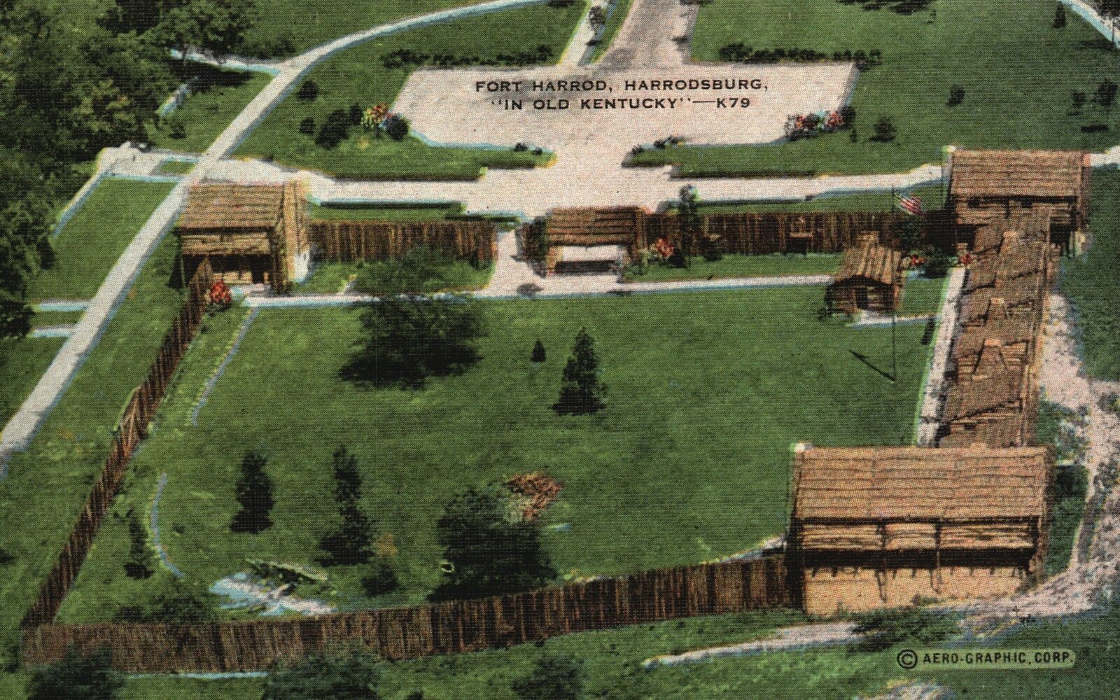 Vintage Postcard 1930's Fort Harrod Historic Landmark Harrodsburg Old ...