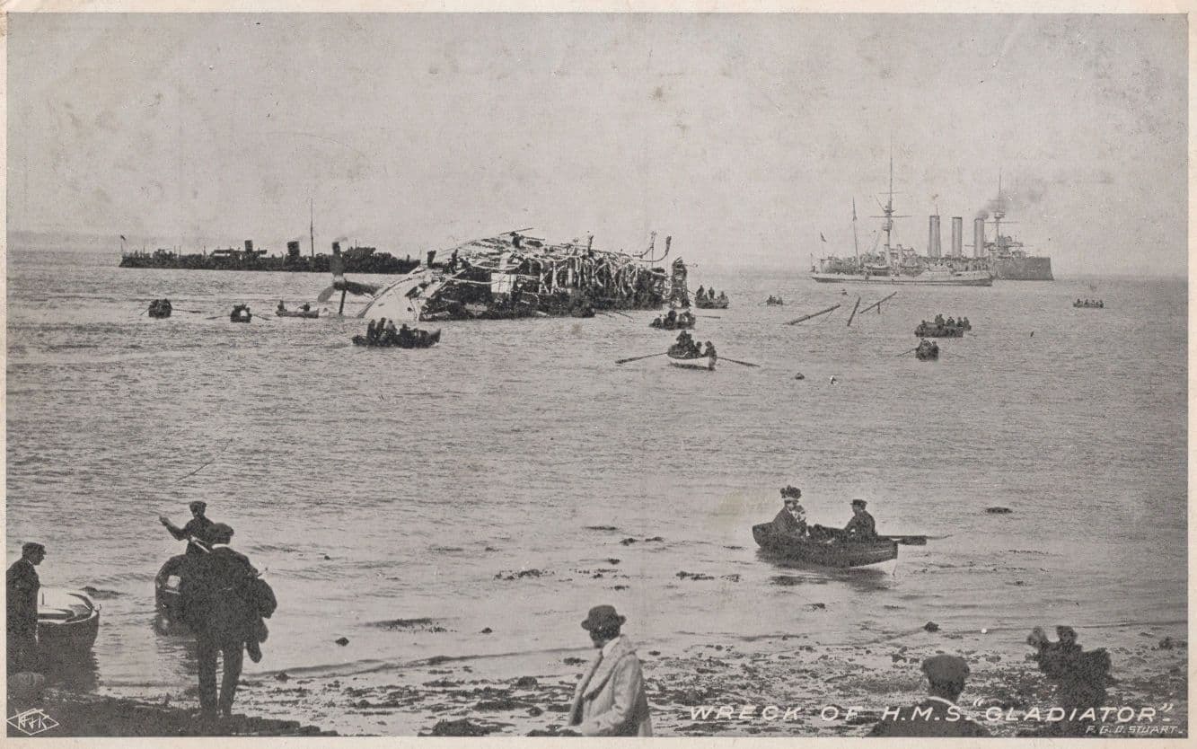 Wreck Of HMS Gladiator Ship Disaster Shipwreck Military Old Postcard ...