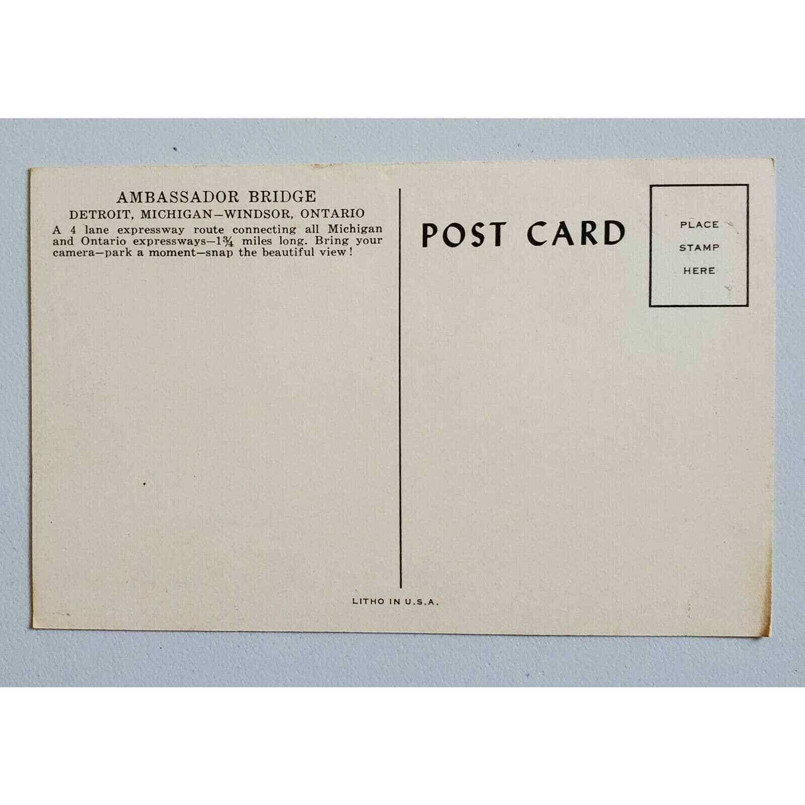 Ambassador Bridge Expressway Detroit MI Postcard | United States ...