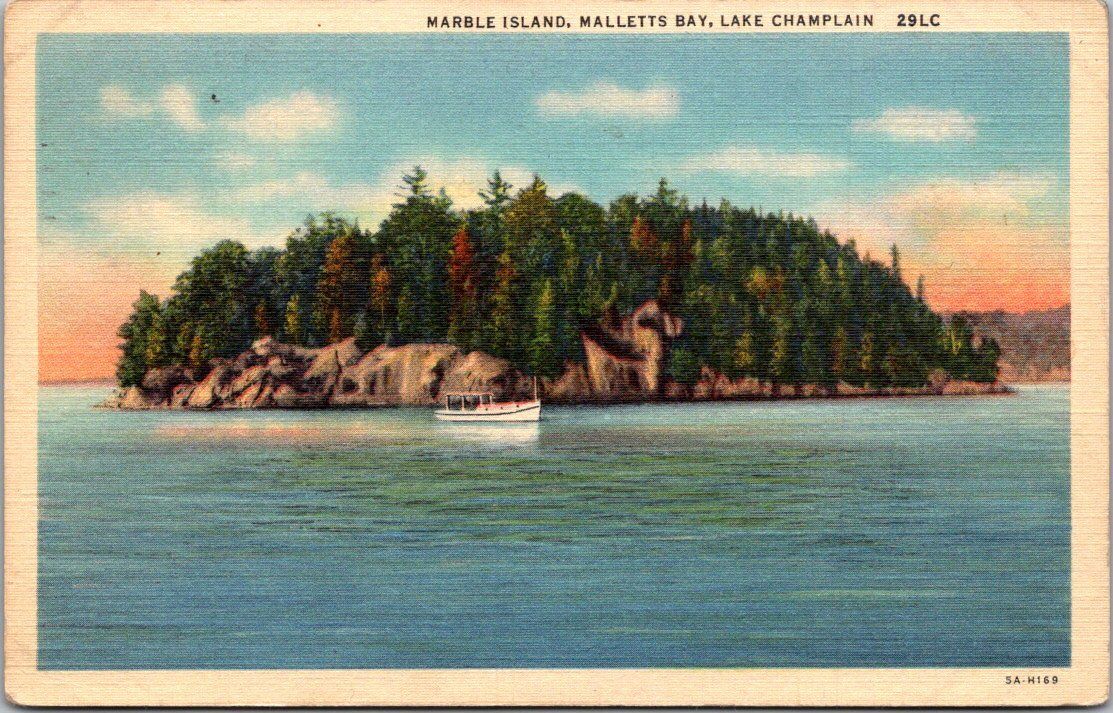 New York Lake Champlain Malletts Bay Marble Island 1941 Curteich ...