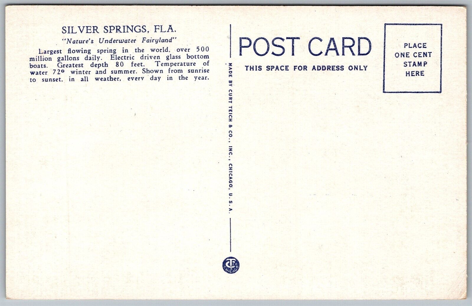 Vtg Silver Springs FL Bridal Chamber Scene Glass Bottom Boat 1930s View ...