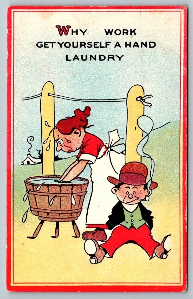 Vintage Saucy Cartoon Humor Postcard - Why Work Get Yourself a Hand ...