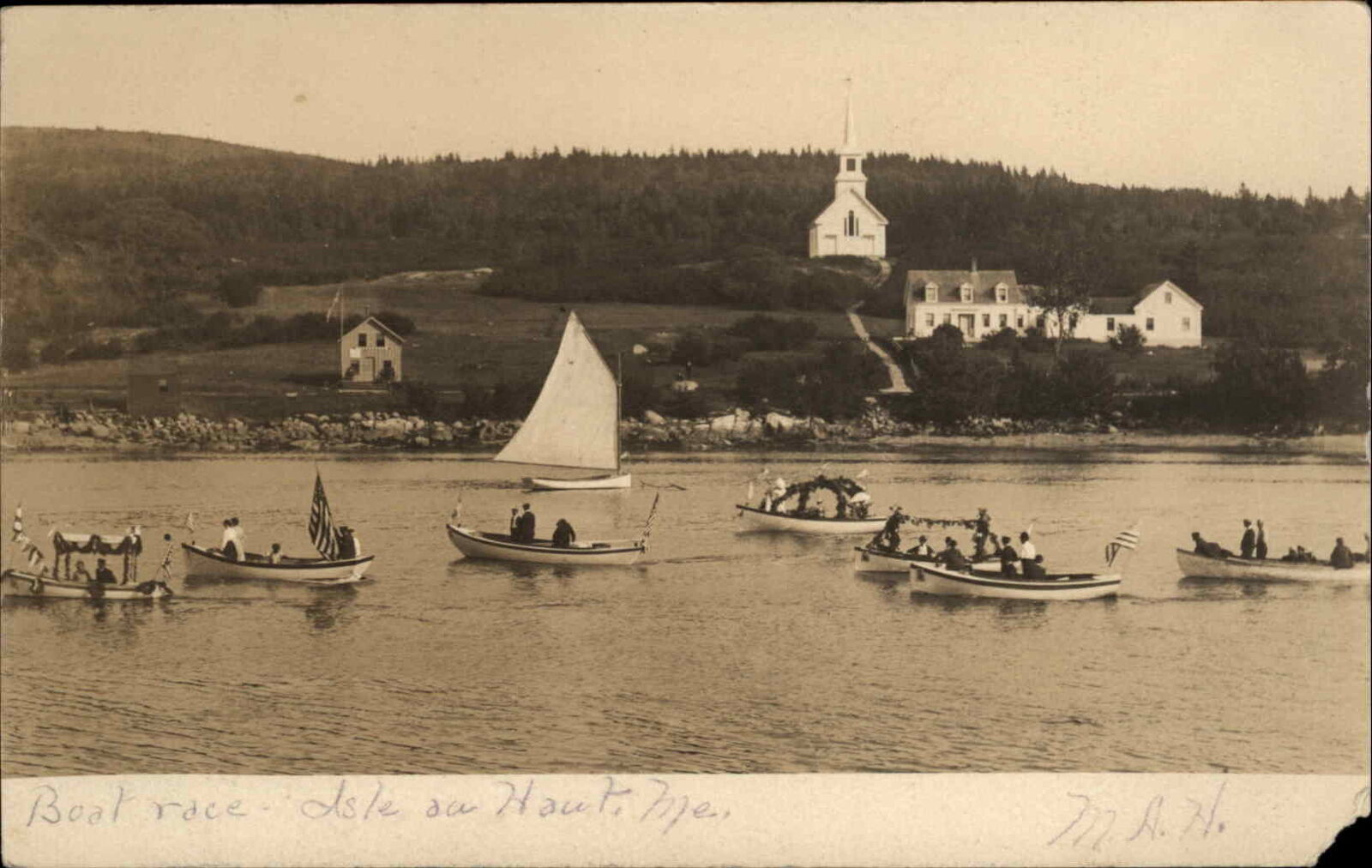 Isle au Haut ME Maine B oating c1910 Real Photo Postcard | United ...