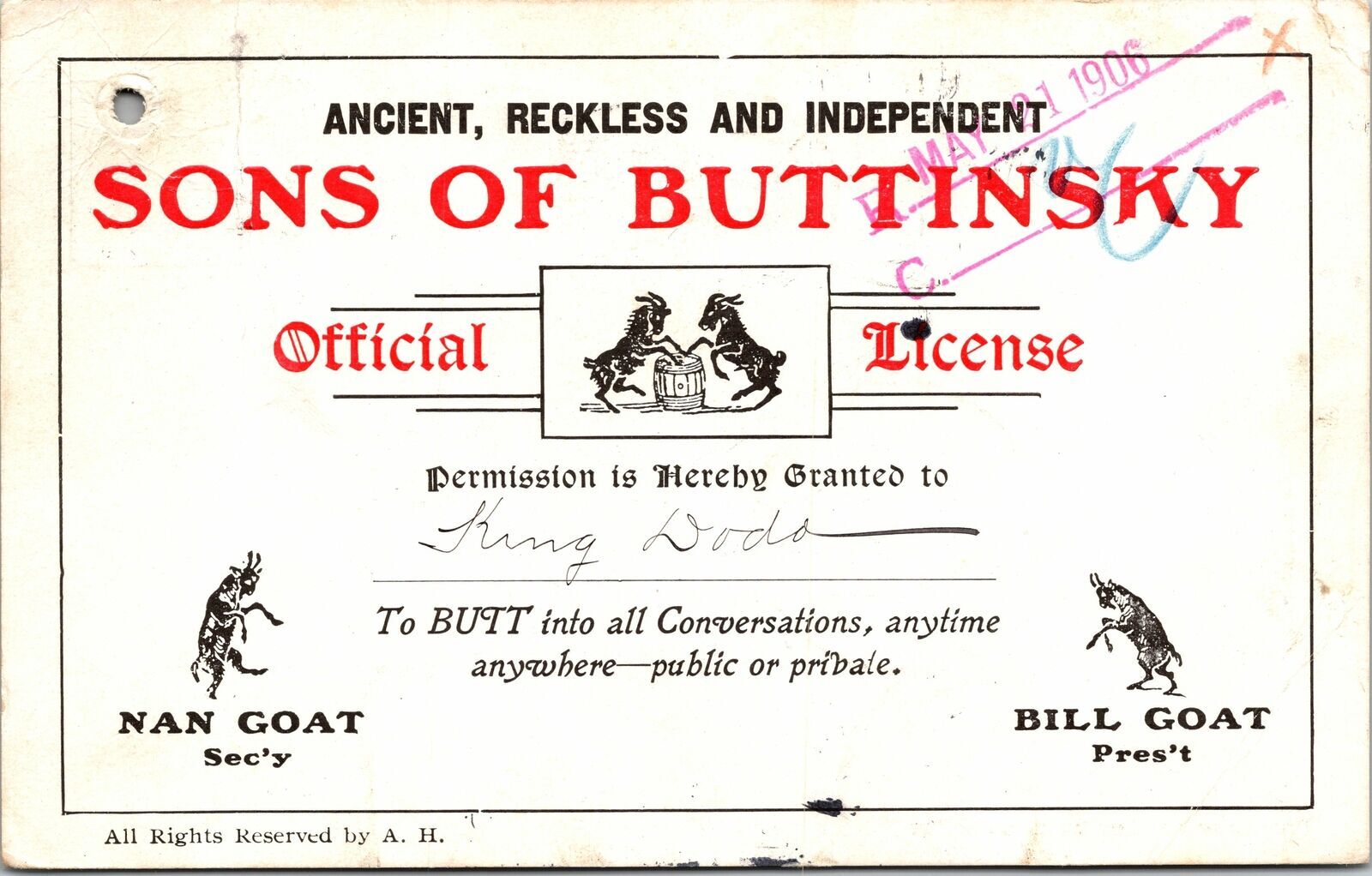 Vintage Postcard Early Humor: Sons of "Buttinsky" UN/Back Mailed 1906 ...