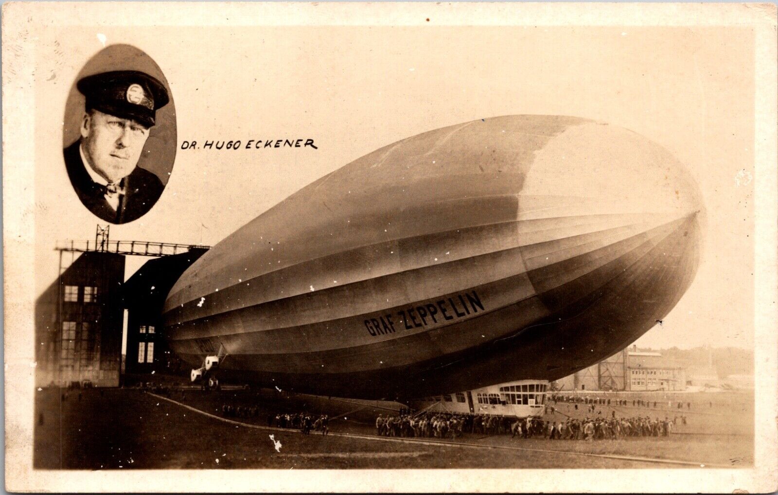 RPPC Dr. Hugo Eckener Graf Zeppelin Lake Hurst, New Jersey Crowds ...