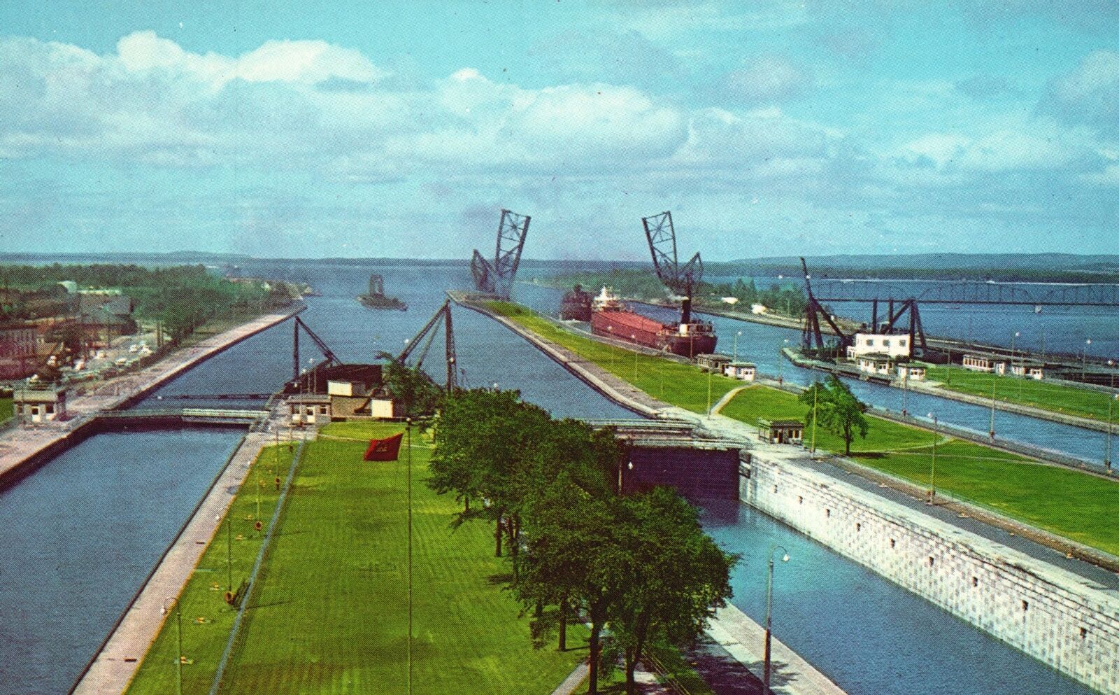 Vintage Postcard Soo Locks Operated by U.S. Army Corps Sault Ste. Marie ...