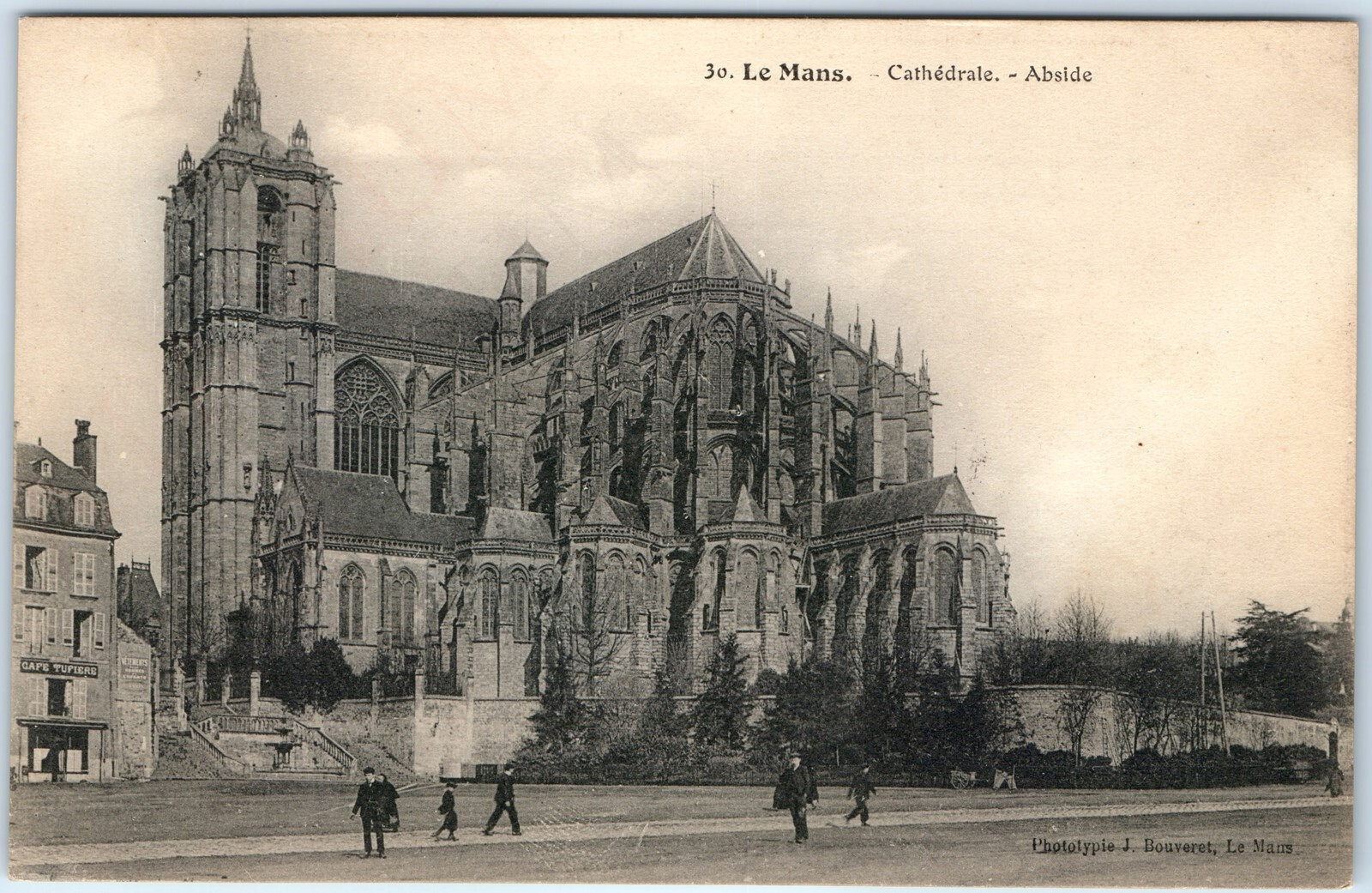 c1910s Le Mans, France Gothic Cathedral Abside Cafe Tufiere Boys Sharp ...
