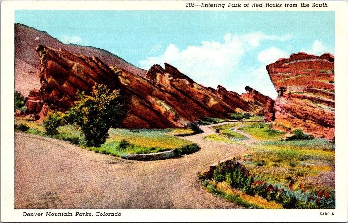 Vintage Colorado Postcard - Red Rocks Amphitheatre - Denver Mountain ...