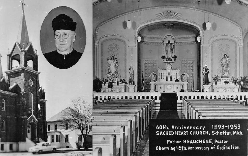 Schaffer Michigan Sacred Heart Church Interior Real Photo Antique PC ...