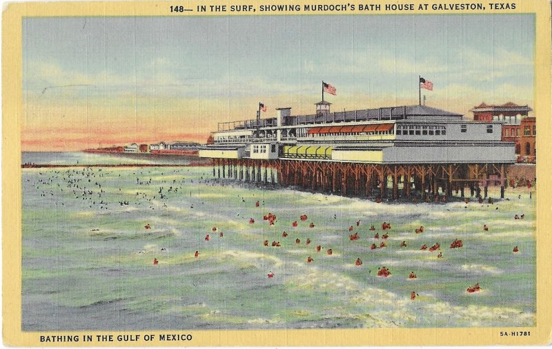 Murdock's Bath House Galveston Texas Bathing in the Gulf of Mexico ...