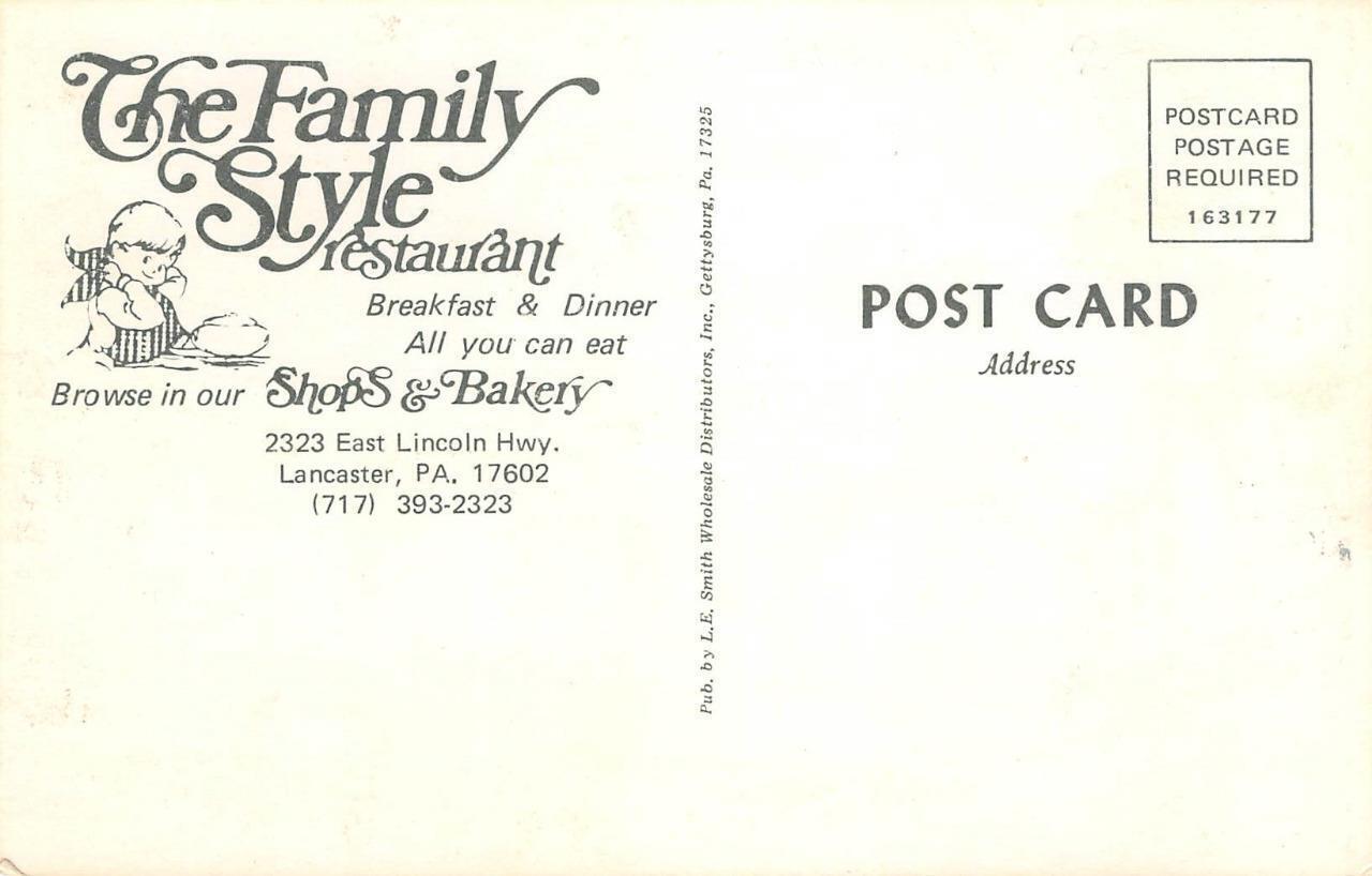 FAMILY STYLE RESTAURANT Lancaster, PA Bakery Roadside '60s Rare Vintage ...