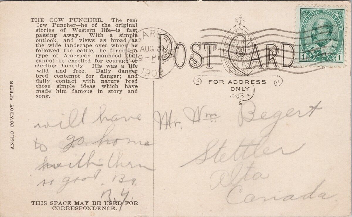 John Innes Artist The Cow Puncher Western Anglo Cowboy Series Postcard ...