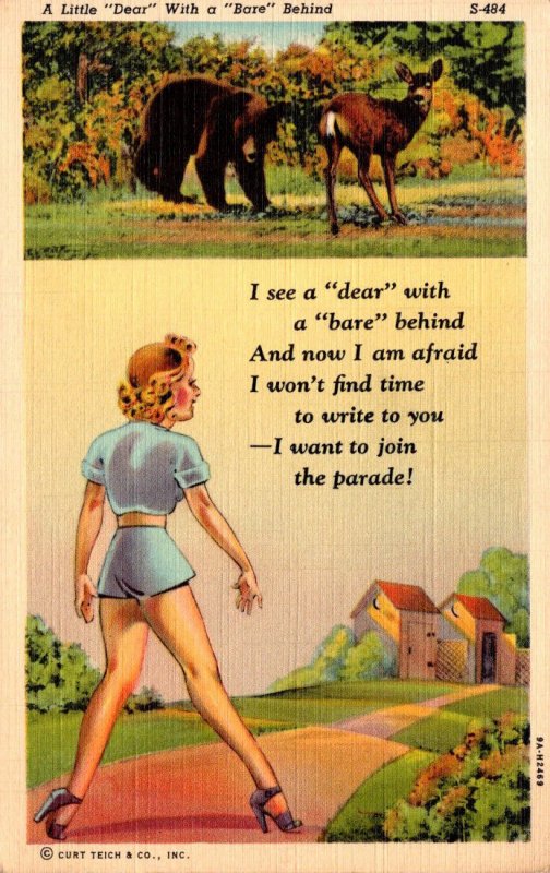 Humour A Little "Dear" With A "Bare" Behind Curteich | Topics - Humour ...