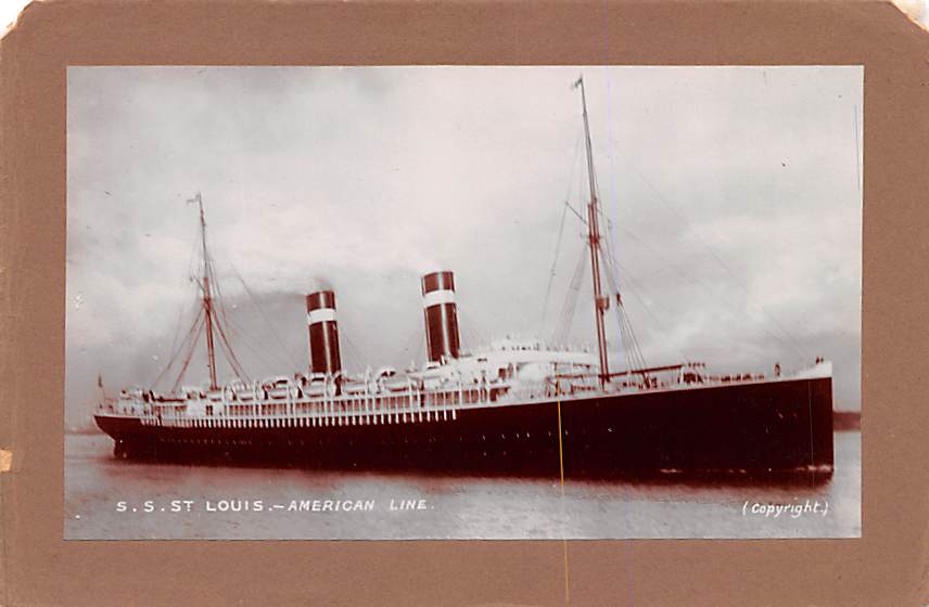 SS St Louis, American Line Ship Writing on back small chip left tip ...