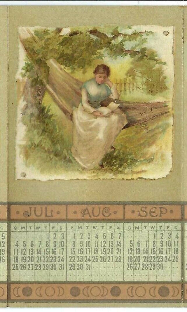 AJ-060 1886 Calendar Fold Out Girls Women Victorian Trade Card Vintage ...