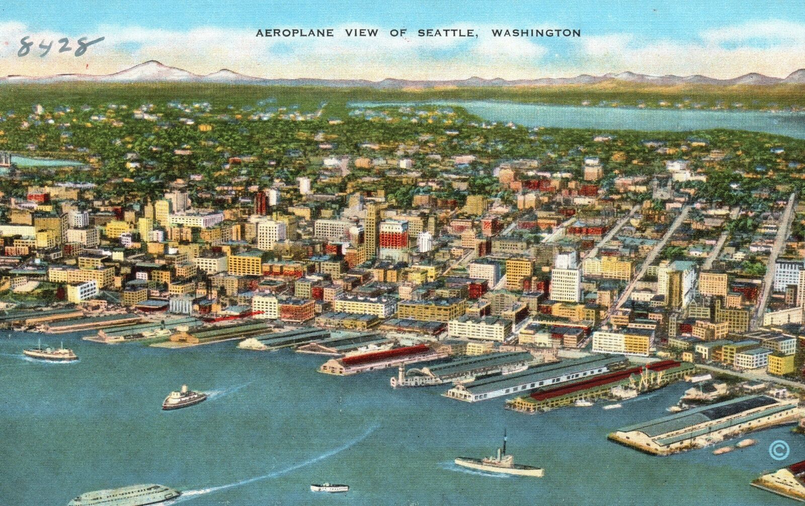 Vintage Postcard 1930's Aeroplane View Smith Business Tower Seattle ...