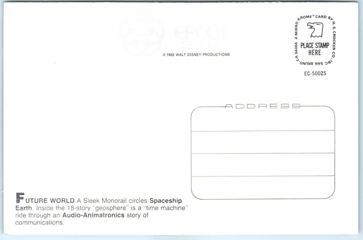 Postcard - Future World, Epcot, Walt Disney World Resort - Lake Buena ...