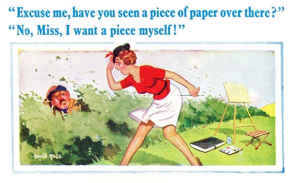 Peeping Tom Urinating In Bushes New Donald McGill Comic Postcard ...