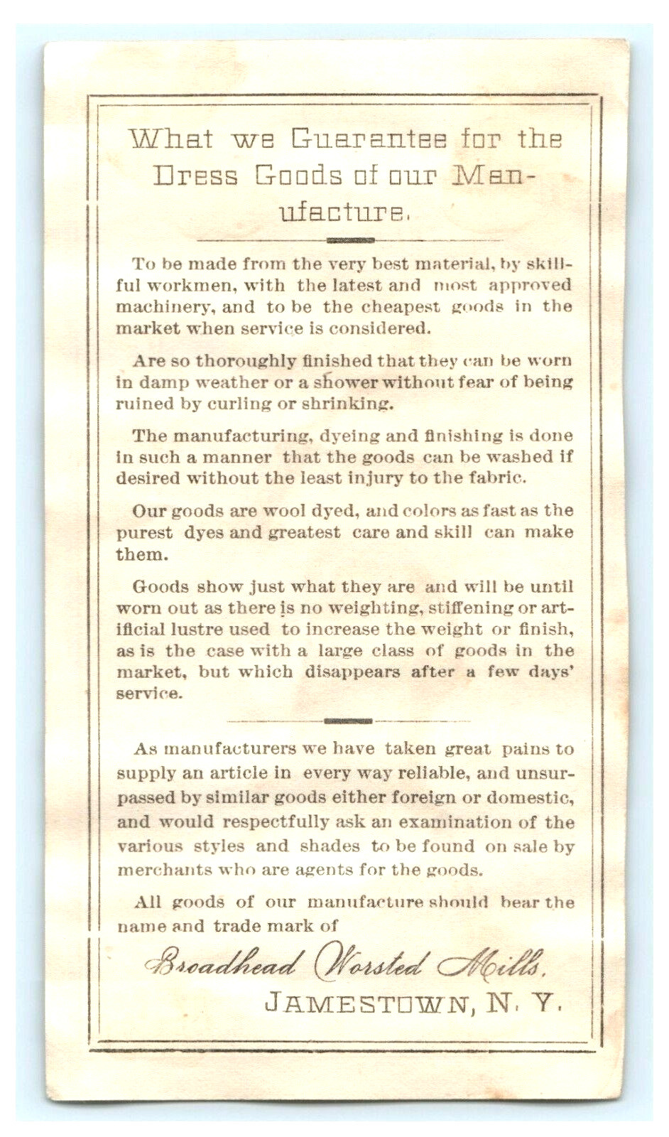 1880s J.B. Morris Watkins, NY Broadhead&Sons Mills Grocery East Folder ...