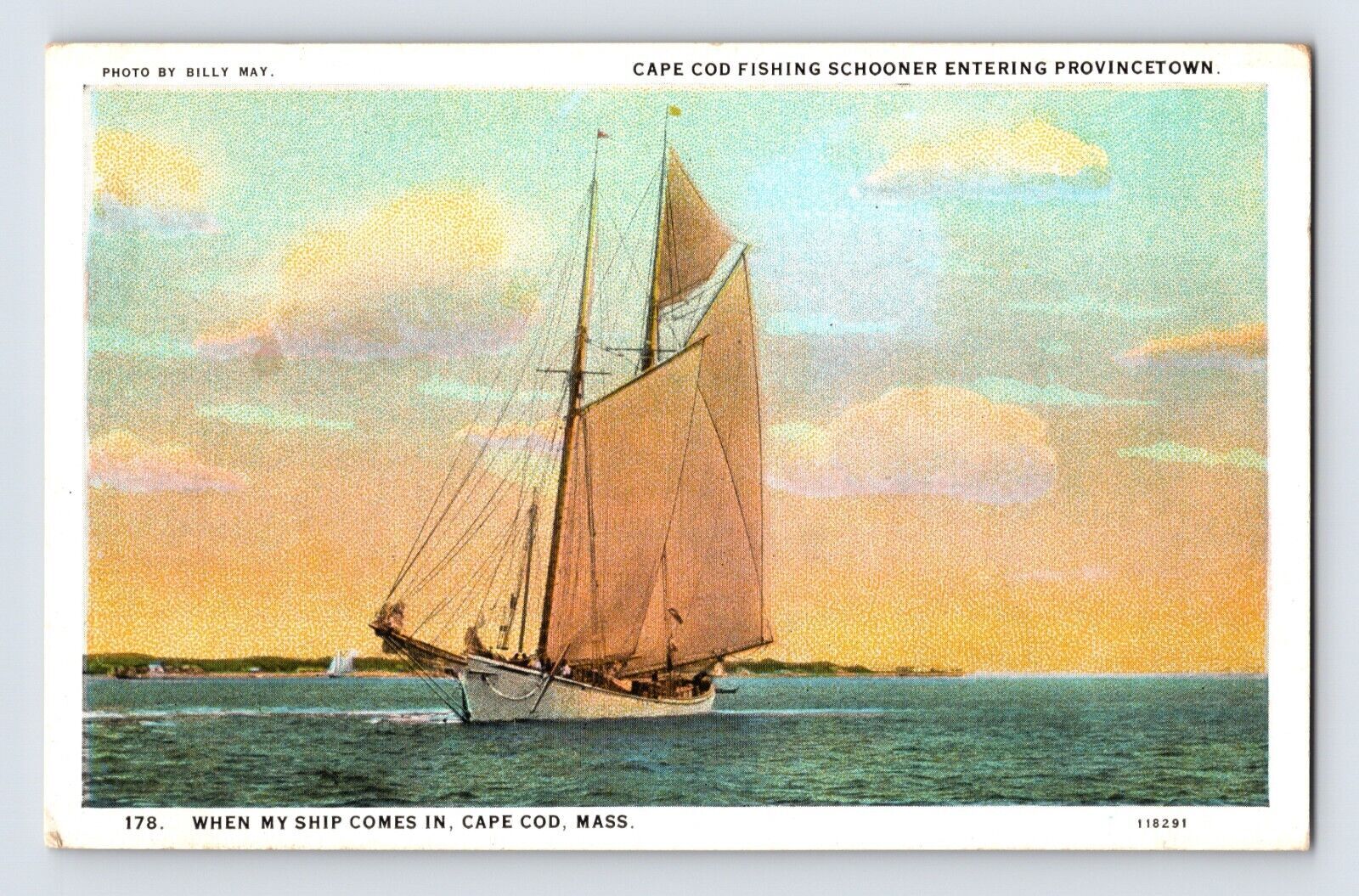 Postcard Massachusetts Cape Cod MA Fishing Schooner Sail Boat 1930s ...