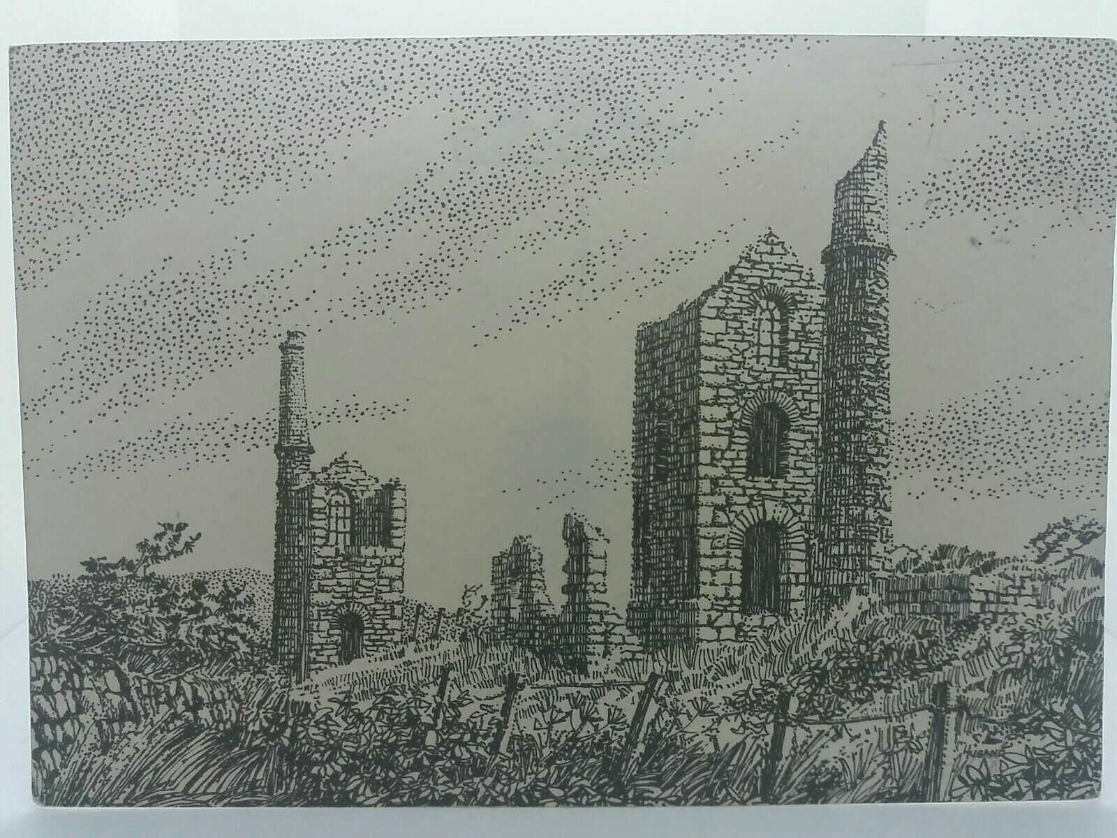 Derelict Cornish Mine Engine Houses Drawing by Geoffrey Huband Vintage ...