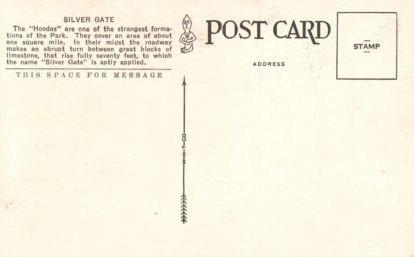 Vintage Postcard 1920's Silver Gate & Hoodoos Yellowstone National Park ...