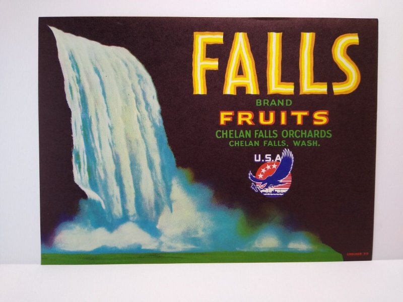 Falls Fruits Crate Label Waterfalls American Eagle Original Vintage ...