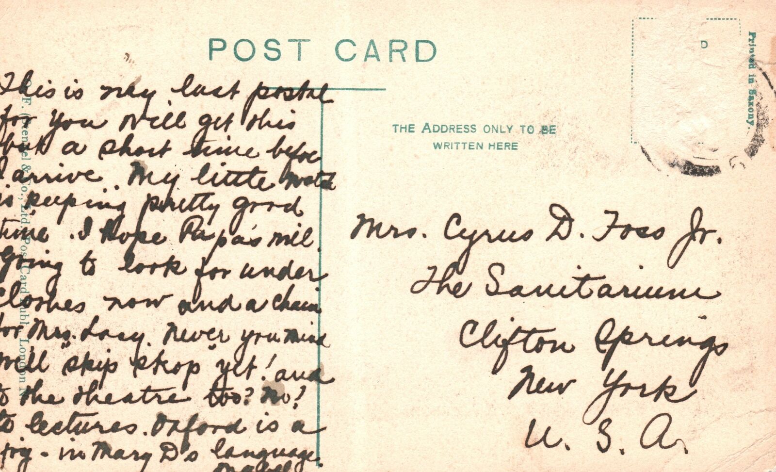 Vintage Postcard 1910's The Garden Front St. John's College Oxford ...