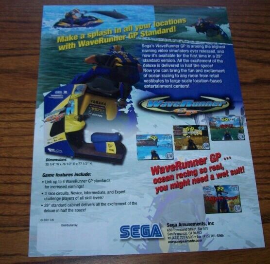 WaveRunner GP Arcade FLYER Original NOS Video Game Sheet 2001 Water ...