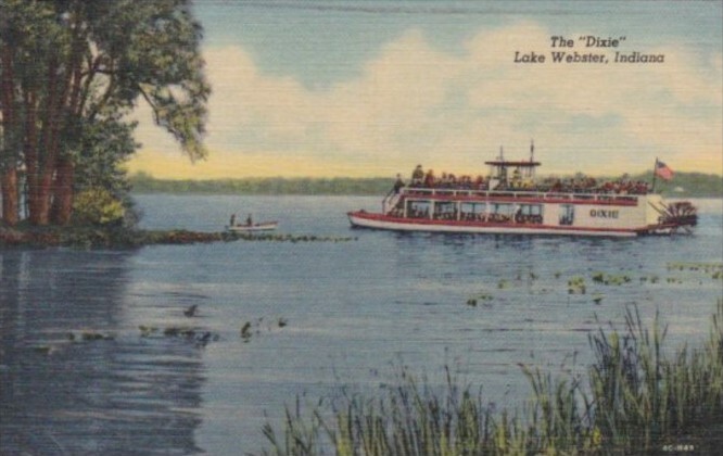 Indiana Lake Webster Steamer The "Dixie" 1954 Curteich | United States ...