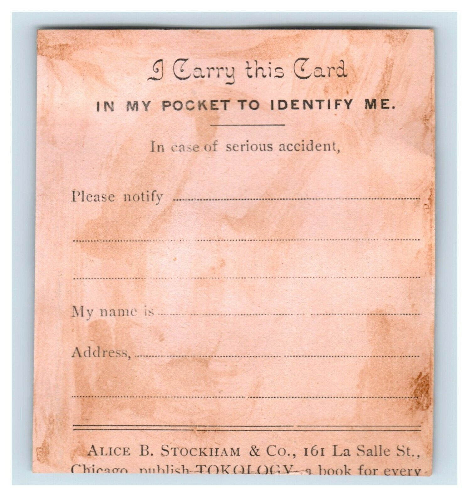 1880s Alice B. Stockham & Co. "The Fairy Milk Well" Identification Card ...